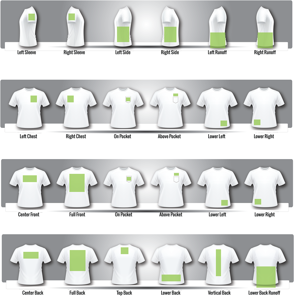 T Shirt Print Areas Impressionz Printing